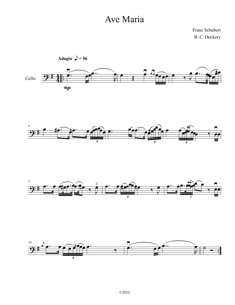 Ave Maria (Cello Solo) by Franz Schubert - Cello Solo - Digital Sheet ...