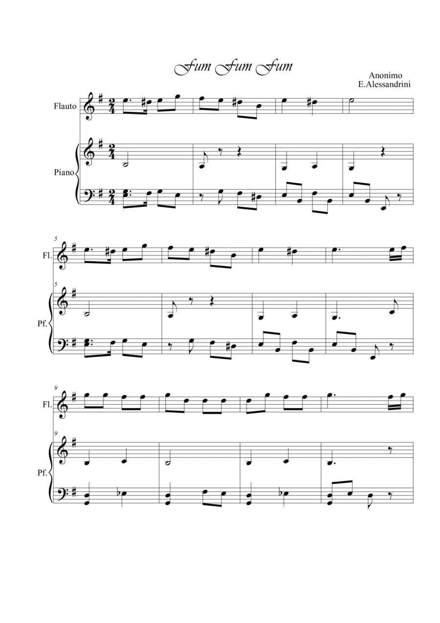 Fum Fum Fum Flute And Piano Duo By Ester Alessandrini Woodwind Duet