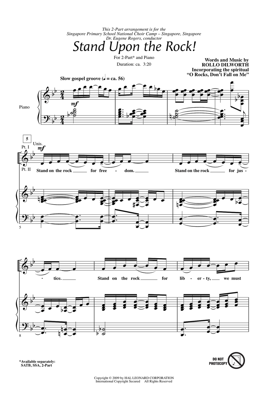 Stand Upon The Rock! by Rollo Dilworth - 2-Part - Digital Sheet Music ...