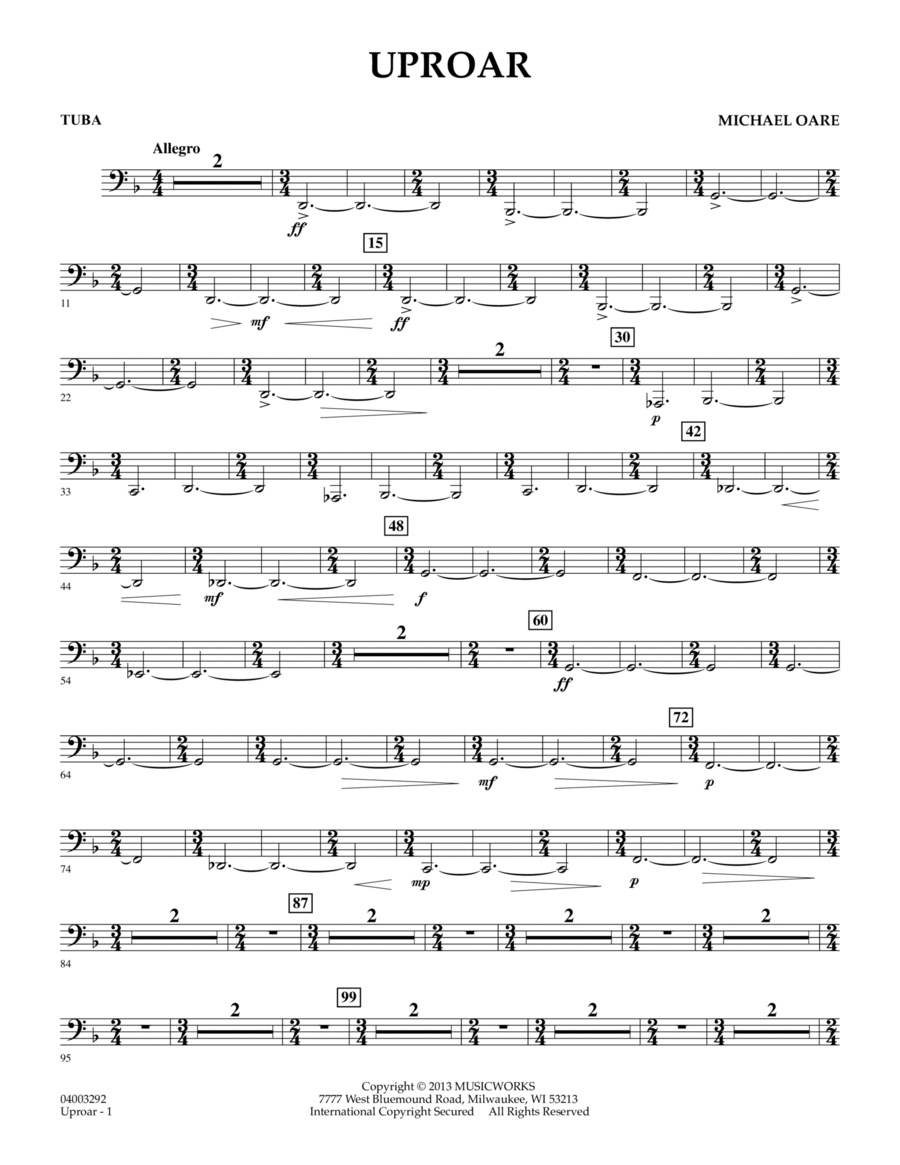 Uproar Tuba By Michael Oare Concert Band Digital Sheet Music
