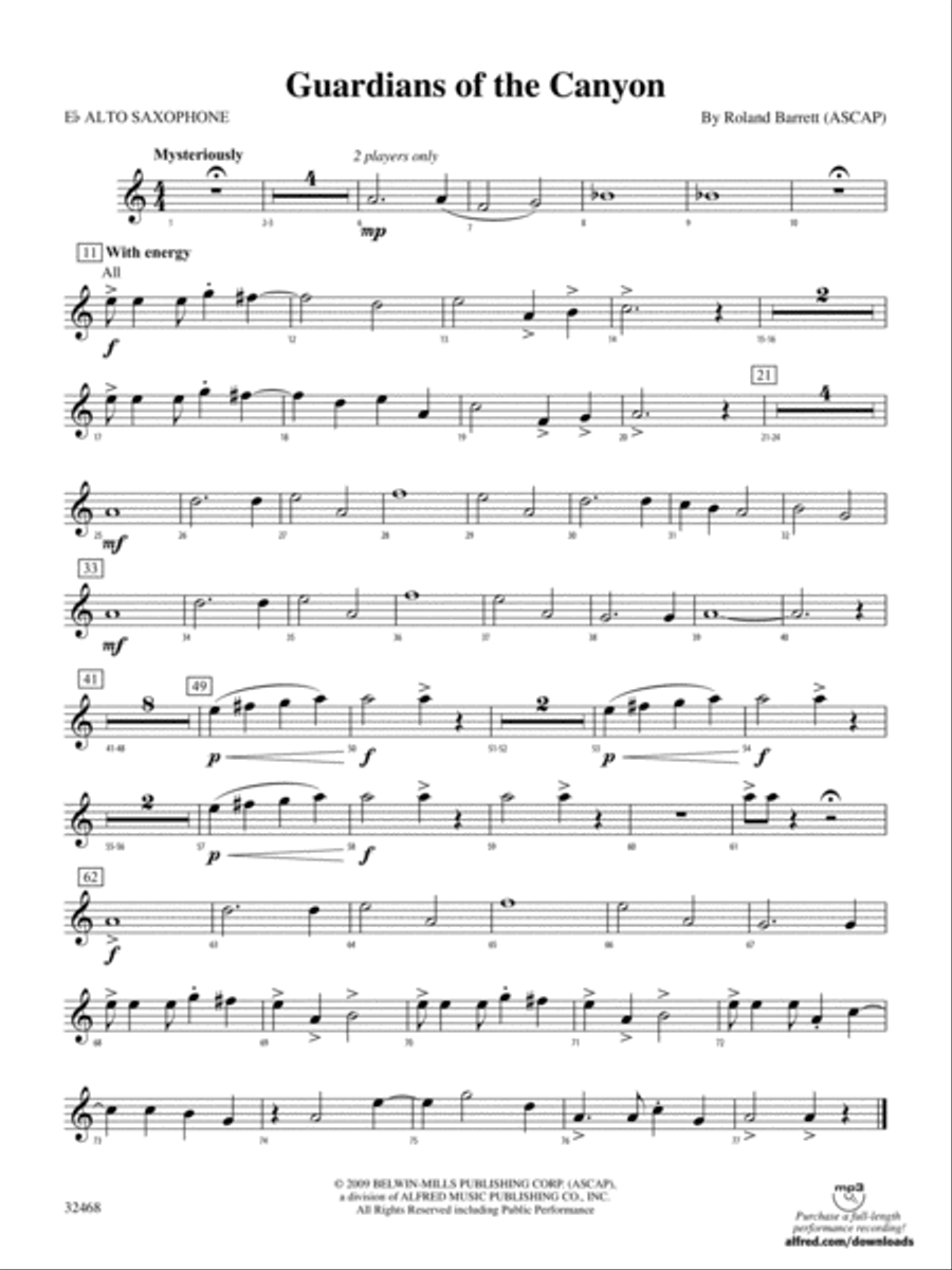 Guardians Of The Canyon E Flat Alto Saxophone By Roland Barrett