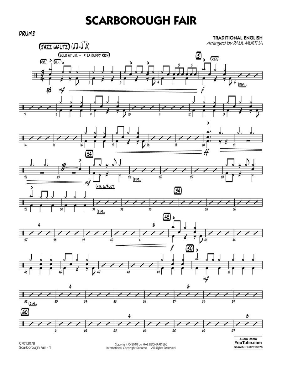Scarborough Fair - Drums by Paul Murtha - Jazz Ensemble - Intermediate ...