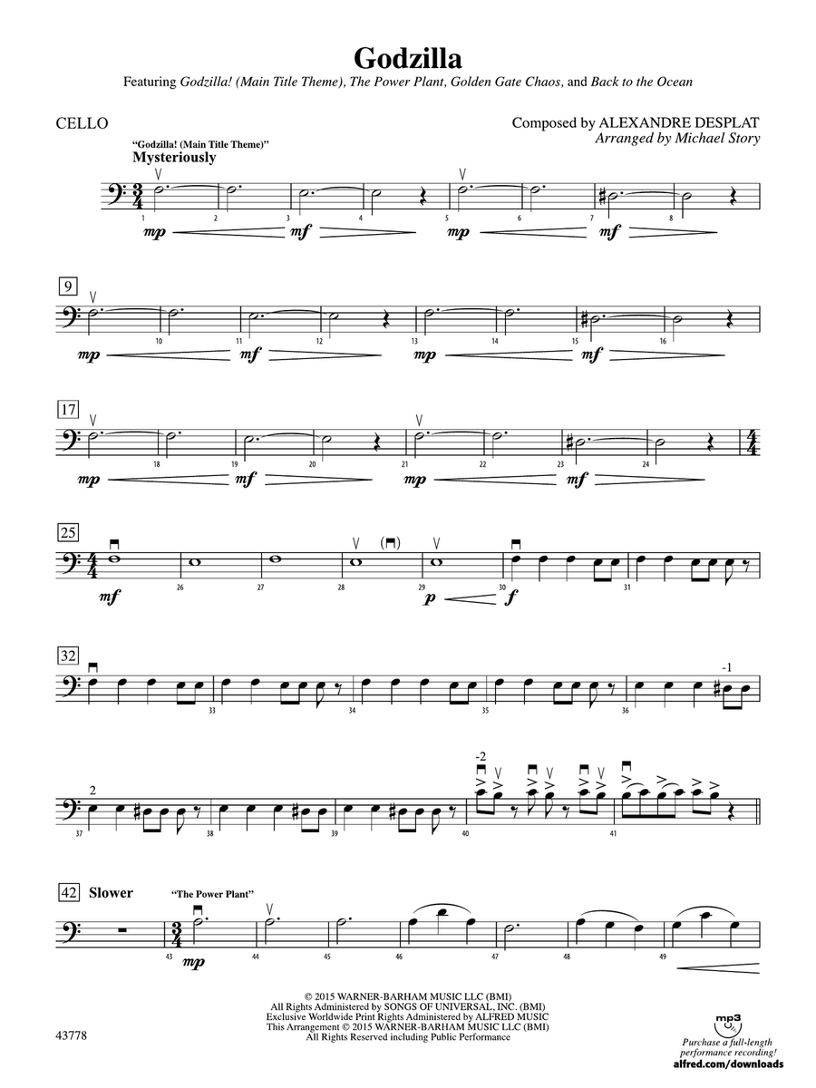 Godzilla: Cello by Alexandre Desplat - Full Orchestra - Digital Sheet ...