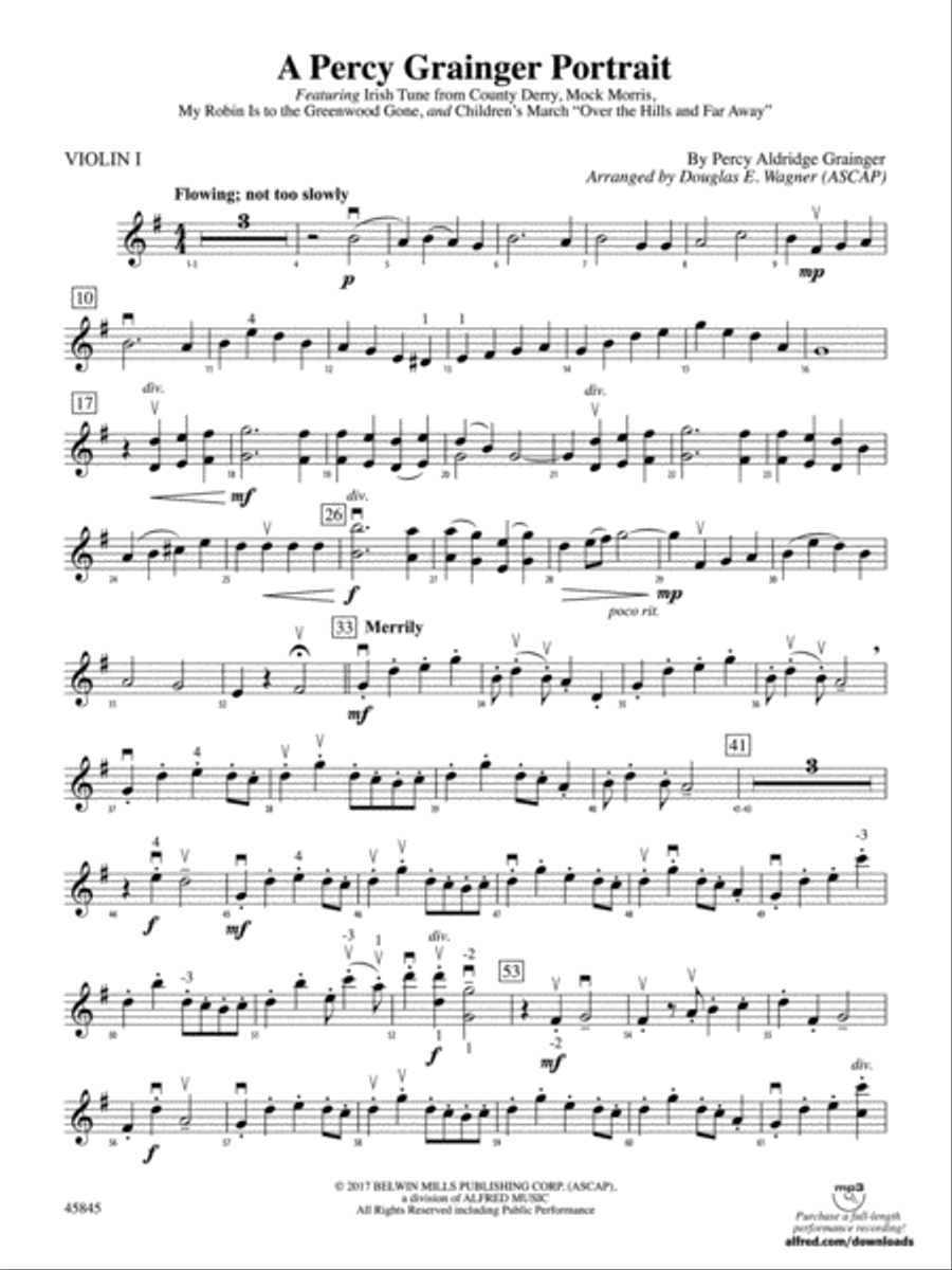 A Percy Grainger Portrait: 1st Violin - String Orchestra - Digital ...