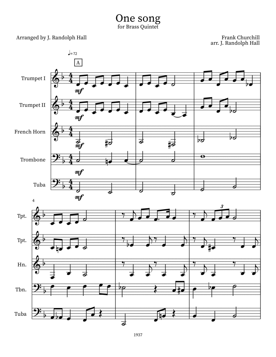 One song - Horn, Trombone, Trumpet - Intermediate Digital Sheet Music ...