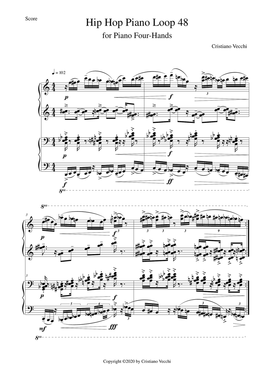 Hip Hop Piano Loop 48 - Piano Method, 1 Piano, 4-Hands - Intermediate ...
