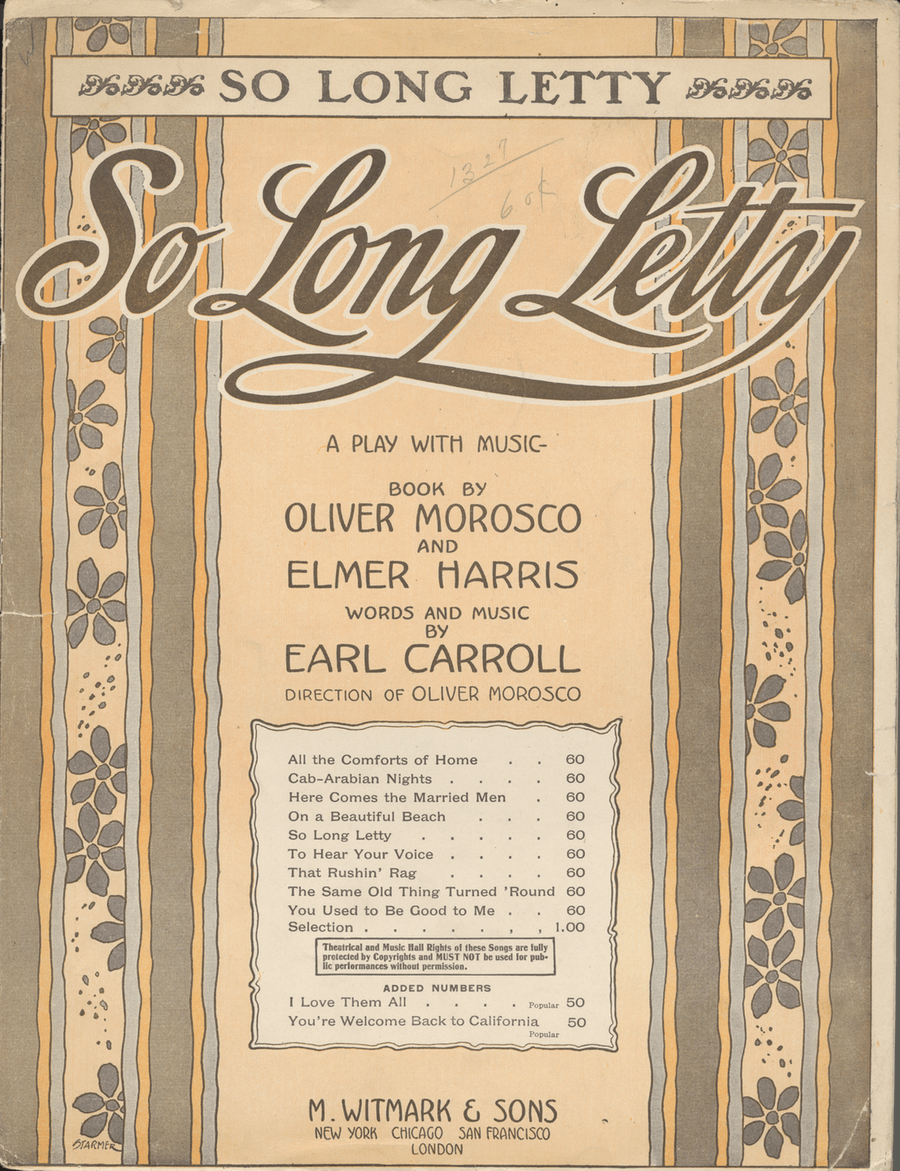 So Long Letty - Piano, Voice - Digital Sheet Music | Sheet Music Plus
