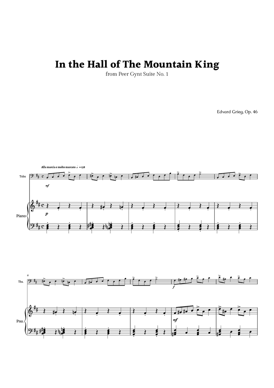In the Hall of the Mountain King by Grieg by Edvard Grieg - Piano ...