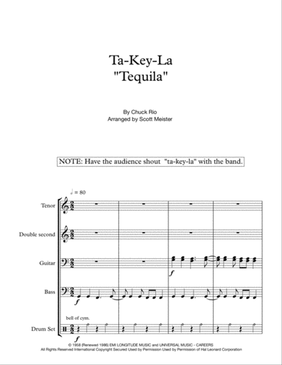 Tequila by The Champs - Percussion Ensemble - Digital Sheet Music ...