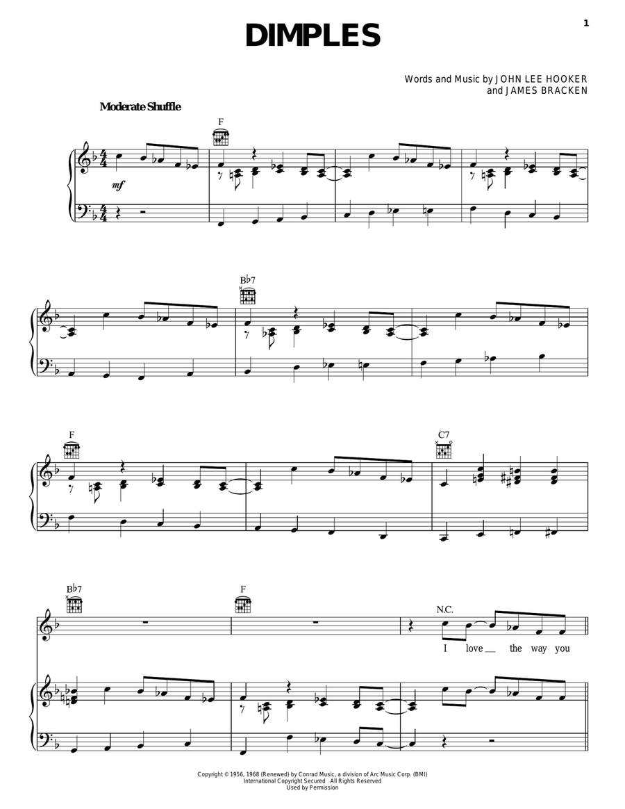 Dimples by John Lee Hooker - Acoustic Guitar, Piano, Voice - Digital ...