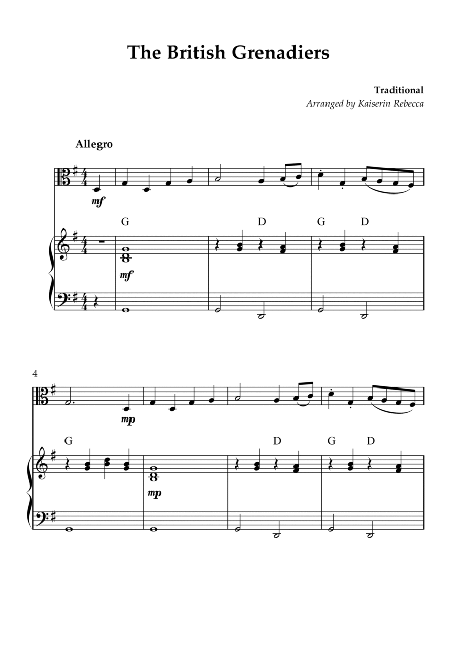 The British Grenadiers by Traditional - Piano, Viola - Early ...