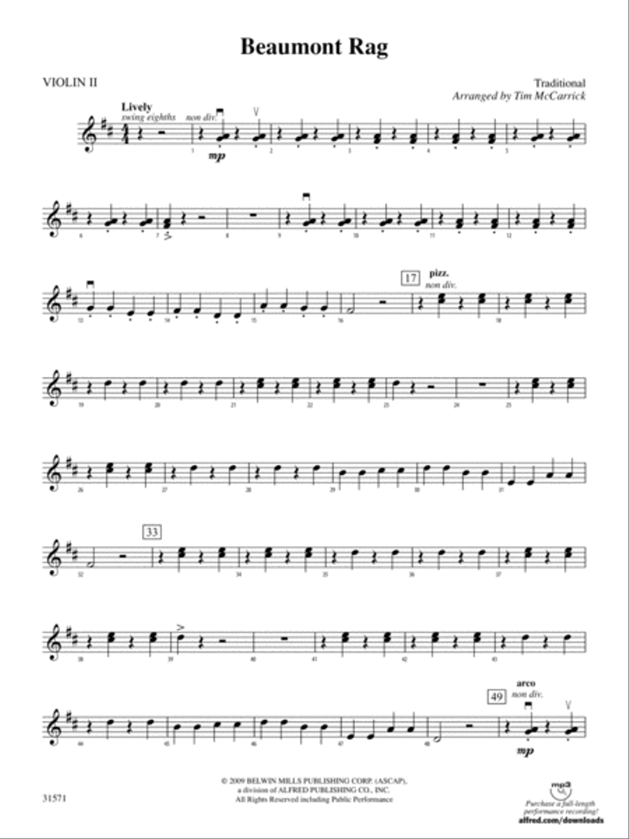 Beaumont Rag: 2nd Violin - String Orchestra - Digital Sheet Music ...