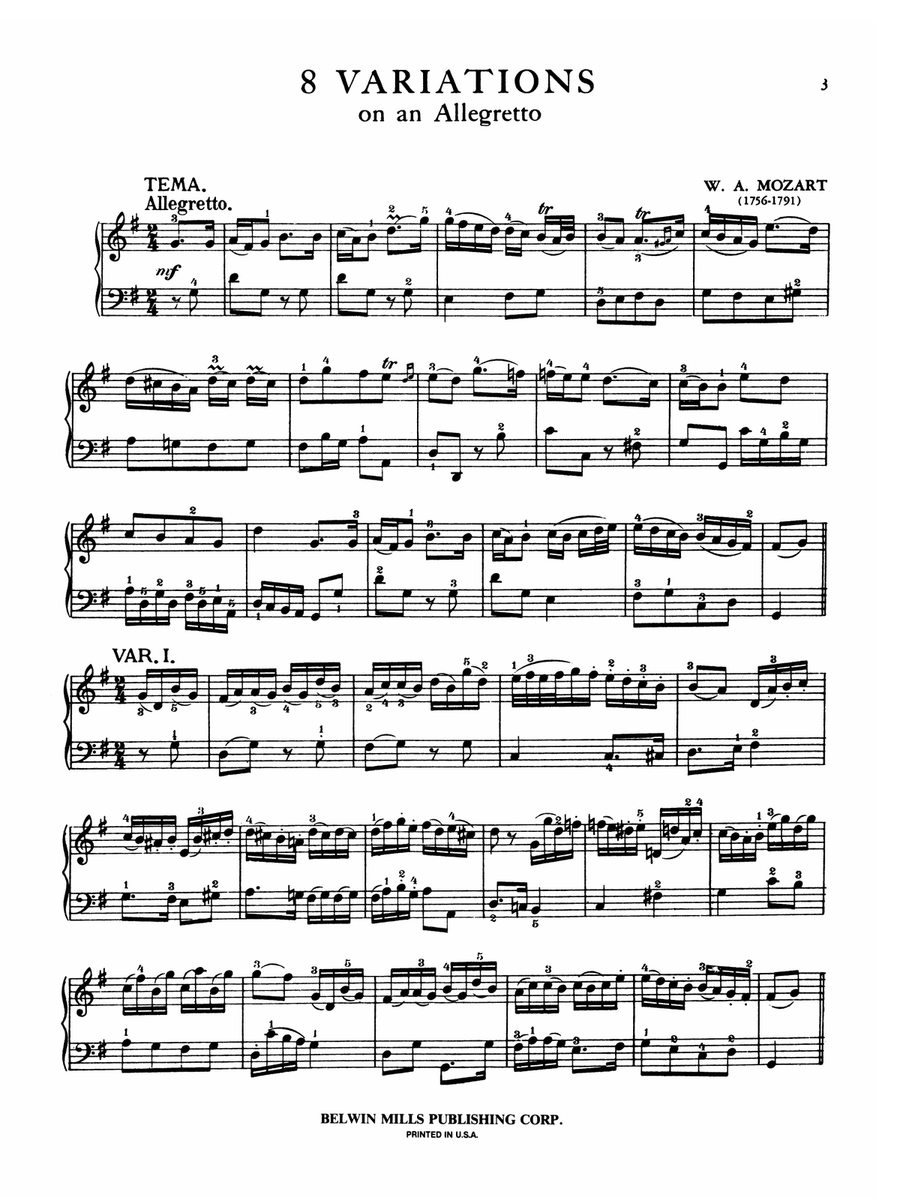 Mozart: Variations, Complete by Wolfgang Amadeus Mozart - Piano Solo ...