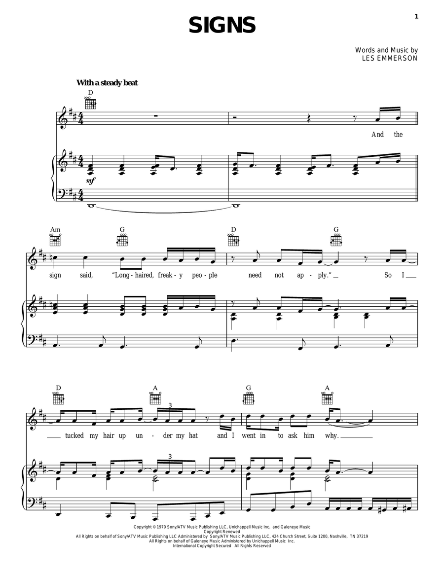 Signs by Tesla - Guitar - Digital Sheet Music | Sheet Music Plus