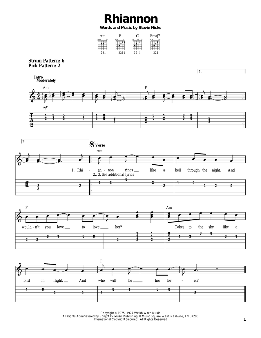 Rhiannon by Fleetwood Mac - Acoustic Guitar - Digital Sheet Music ...