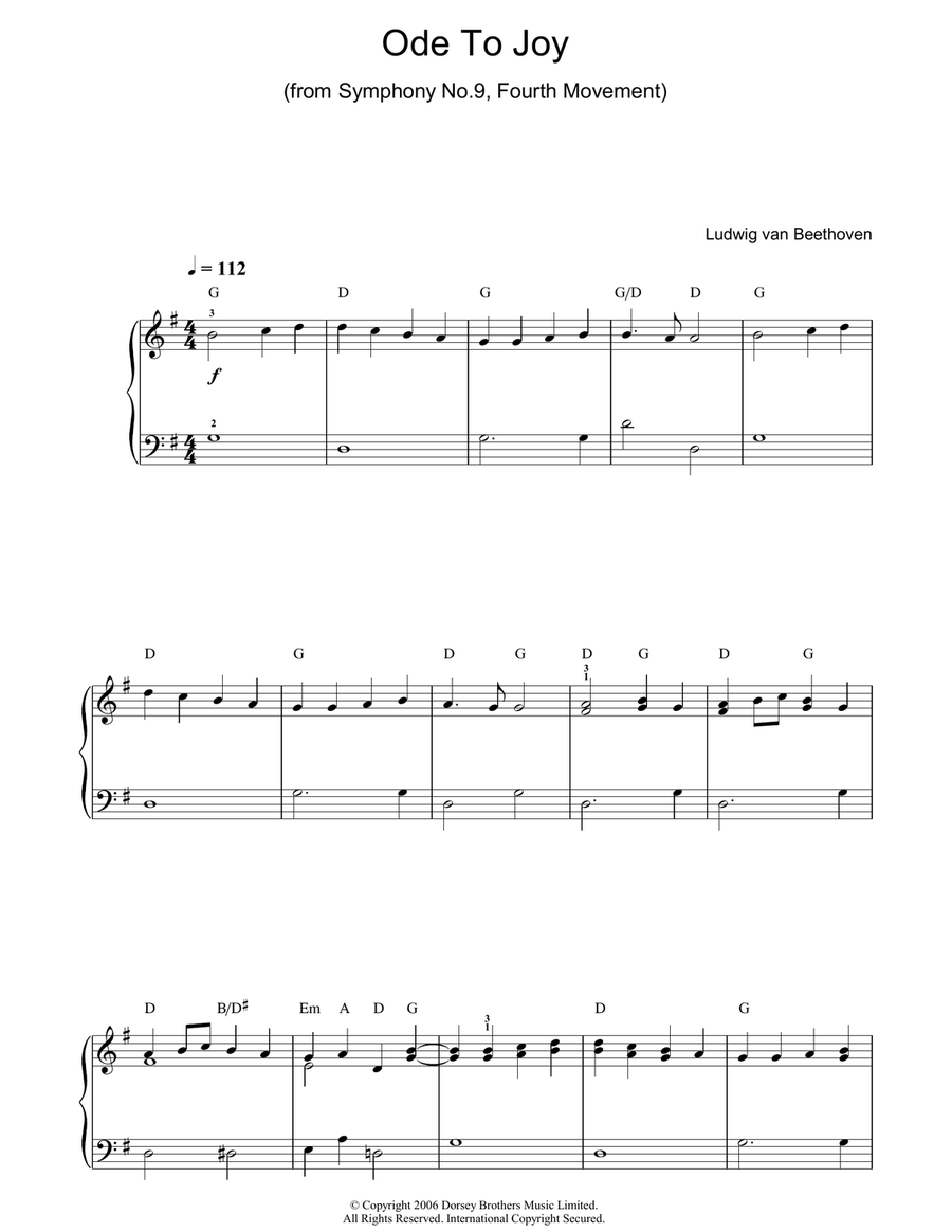 Ode To Joy - Easy Piano - Digital Sheet Music | Sheet Music Plus
