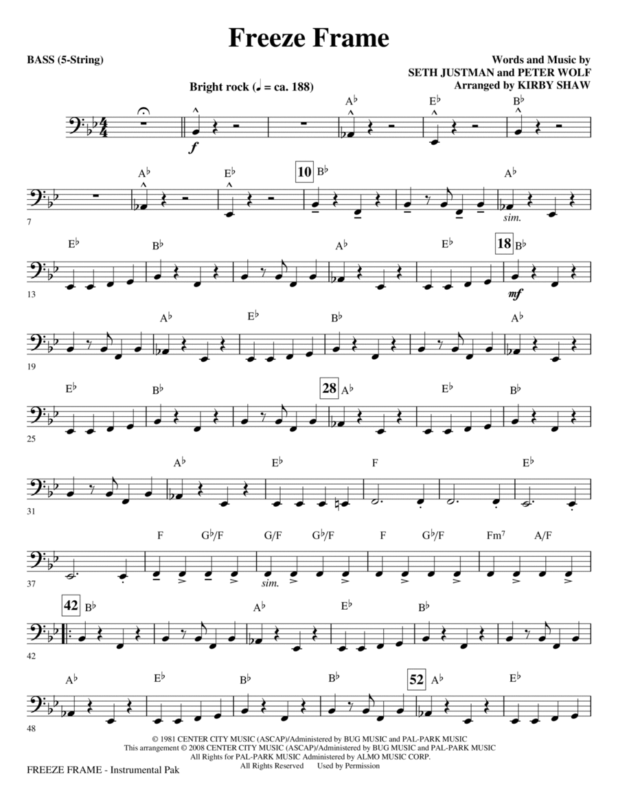 Freeze Frame - Bass by J. Geils Band - Choir - Digital Sheet Music ...