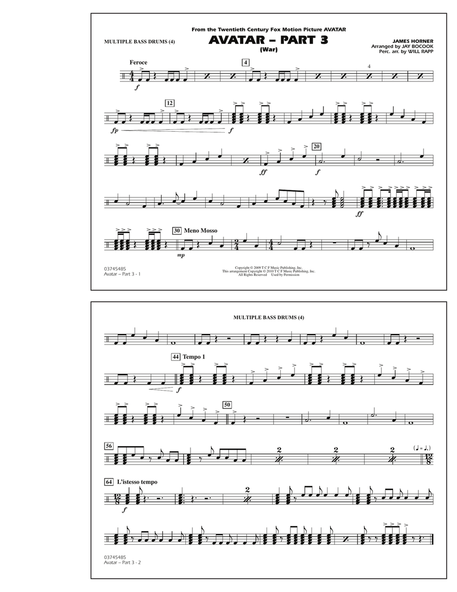 Avatar: Part 3 (War) - Multiple Bass Drums by James Horner - Marching ...