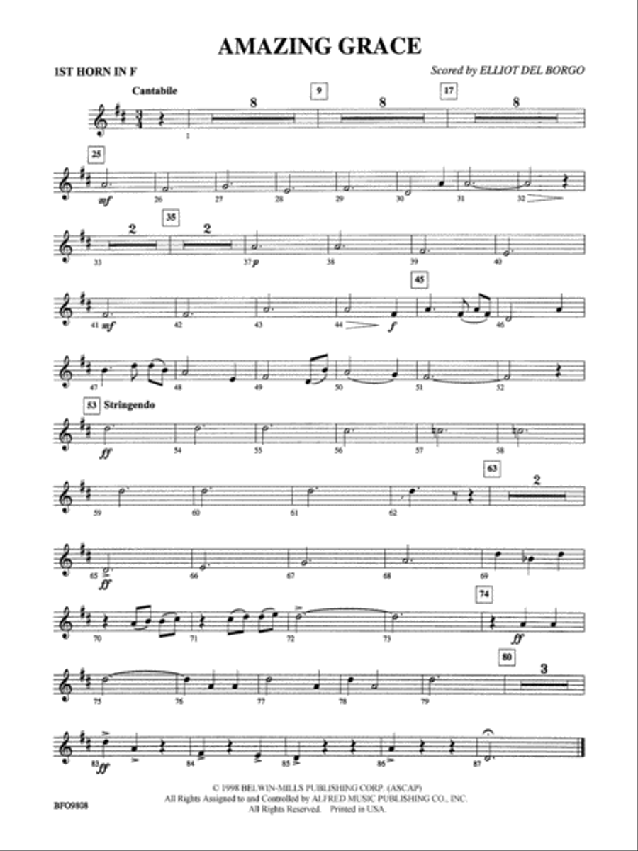Amazing Grace: 1st F Horn by Elliot Del Borgo - Full Orchestra ...