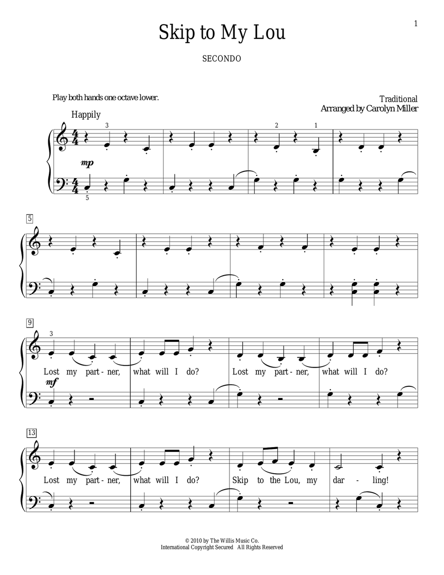 Skip To My Lou by Traditional - Piano Duet - Digital Sheet Music ...