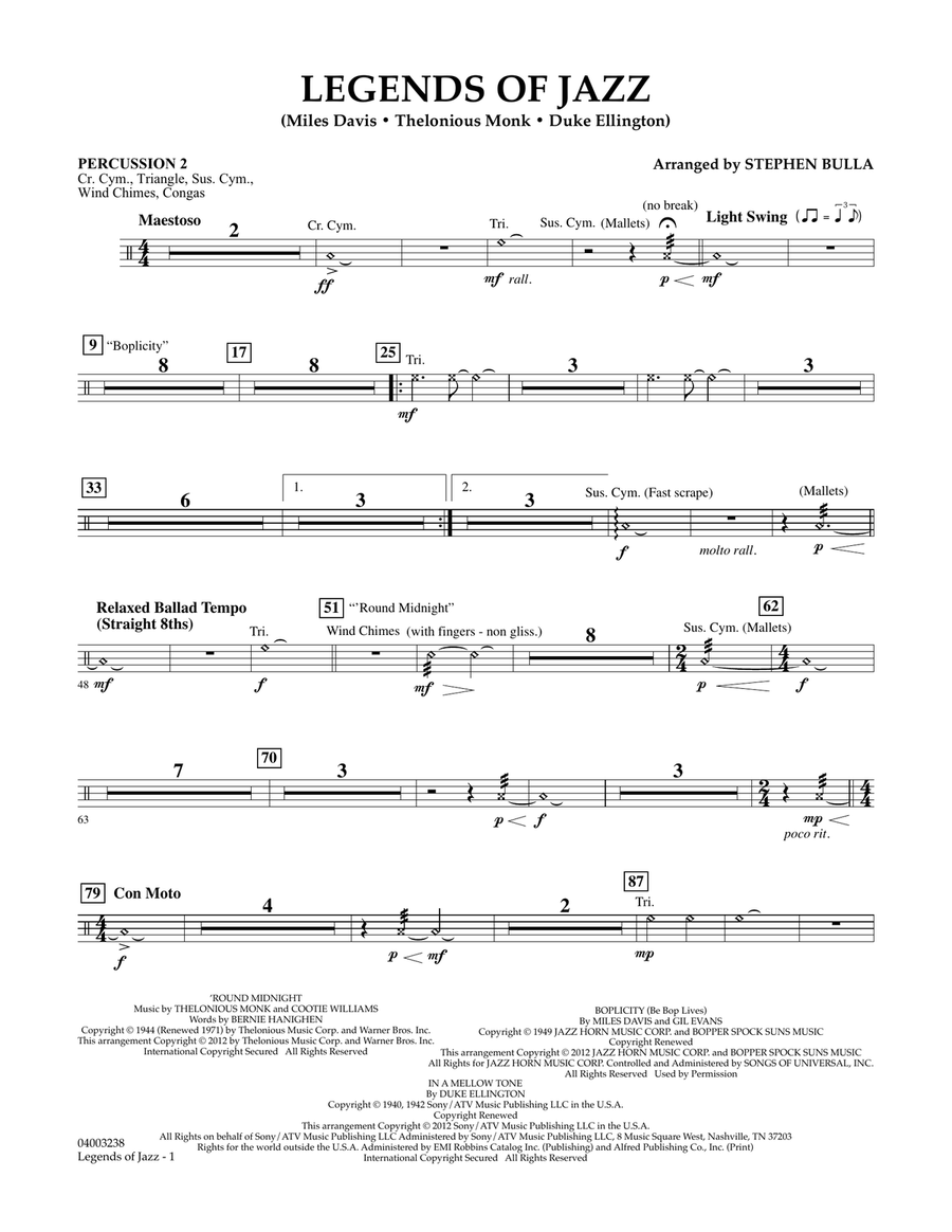 Legends Of Jazz - Percussion 2 by Stephen Bulla - Concert Band ...