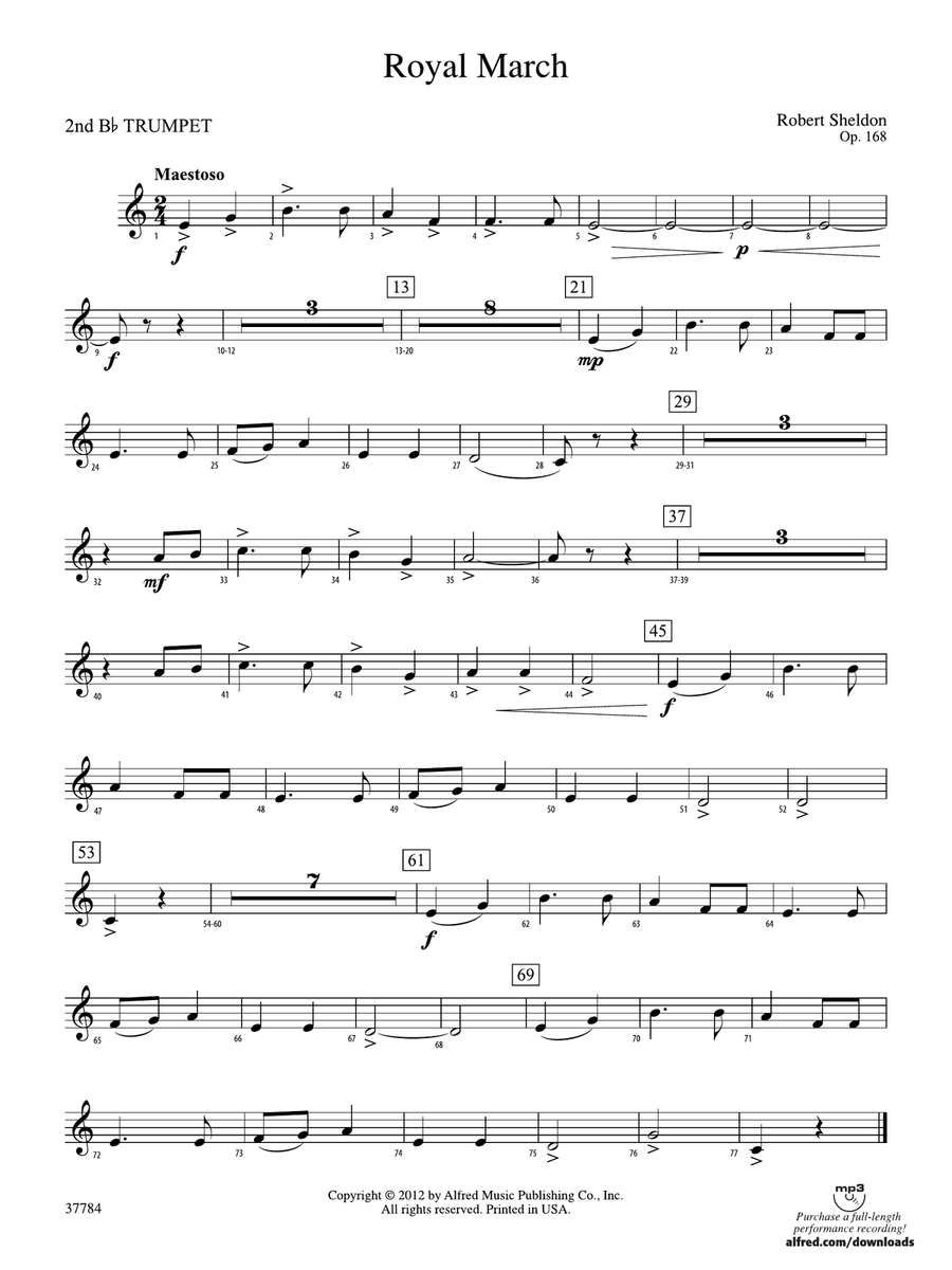 Royal March: 2nd B-flat Trumpet by Robert Sheldon - Concert Band ...