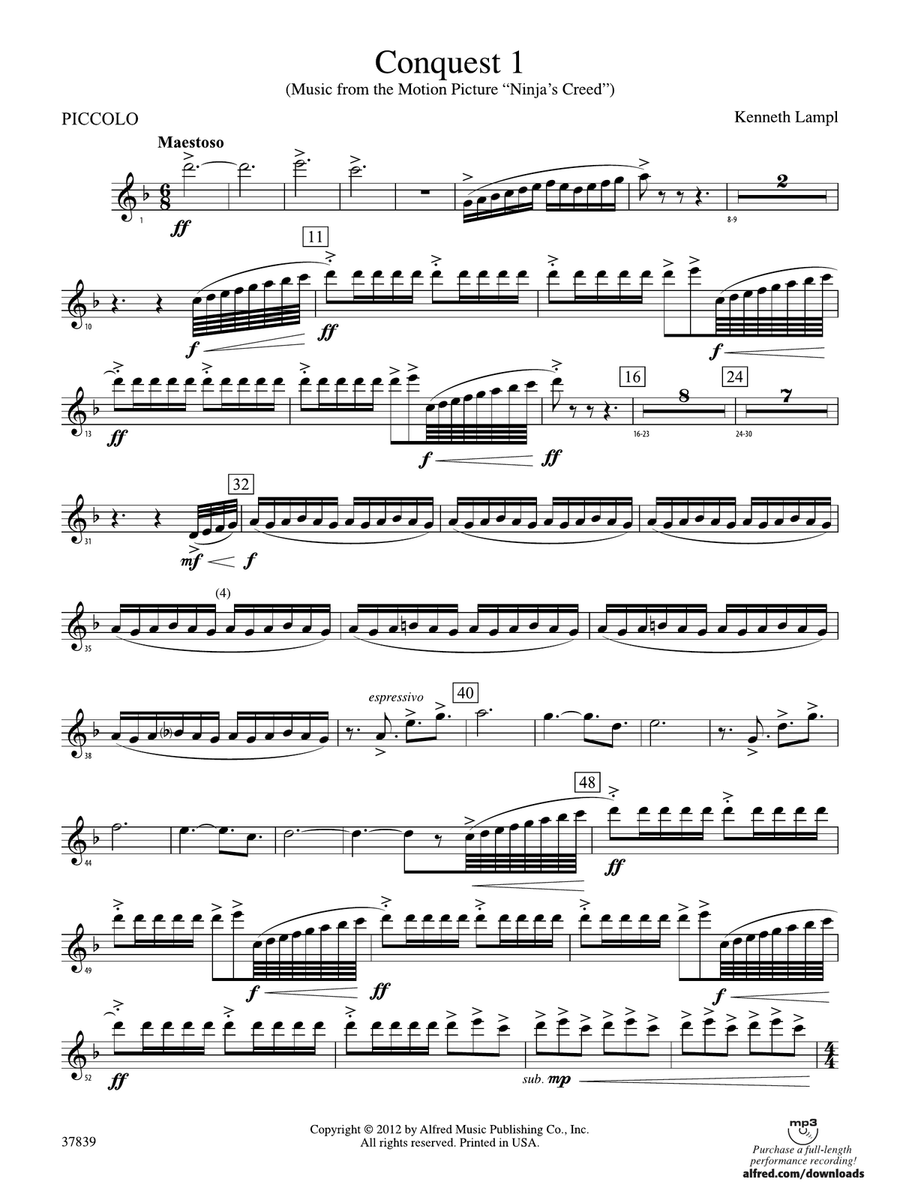 Conquest 1 (from the motion picture Ninja's Creed): Piccolo - Concert ...