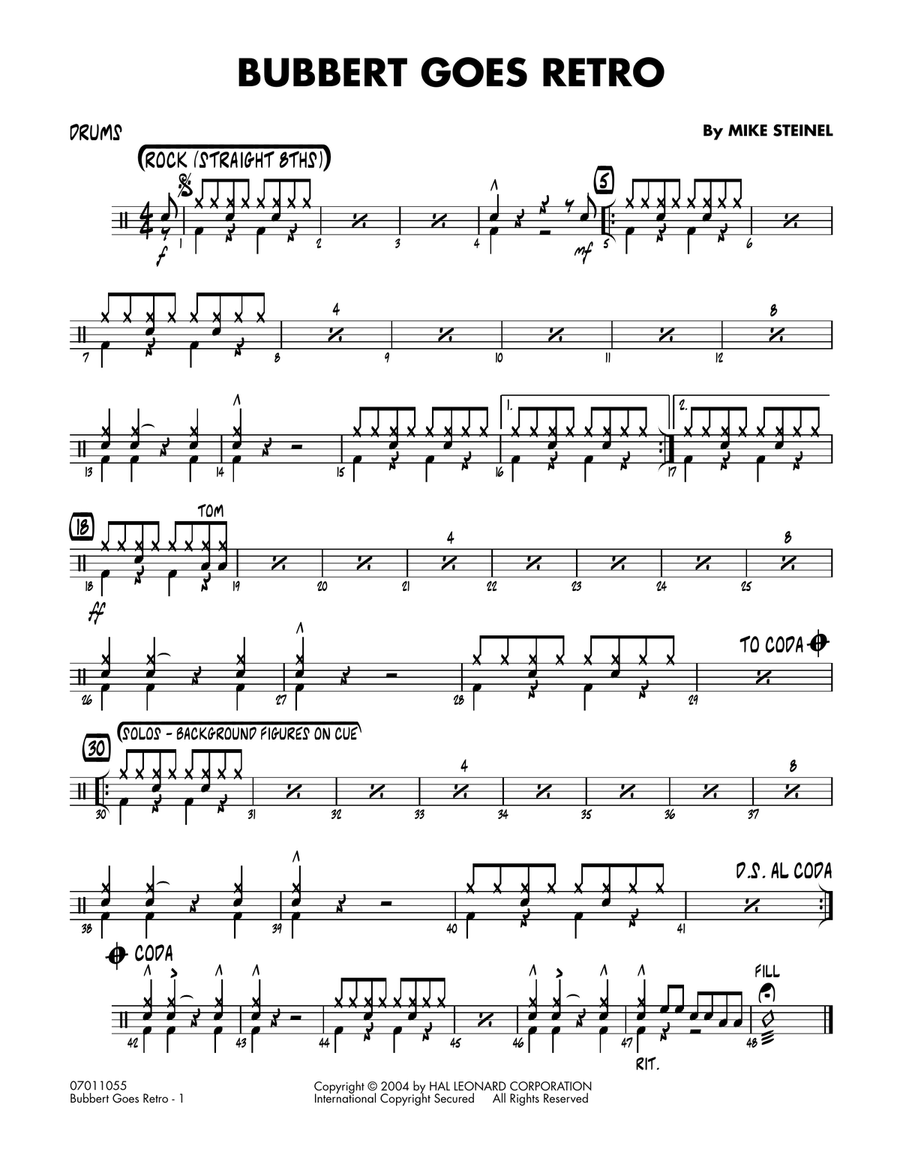 Bubbert Goes Retro - Drums by Mike Steinel - Drums - Digital Sheet ...