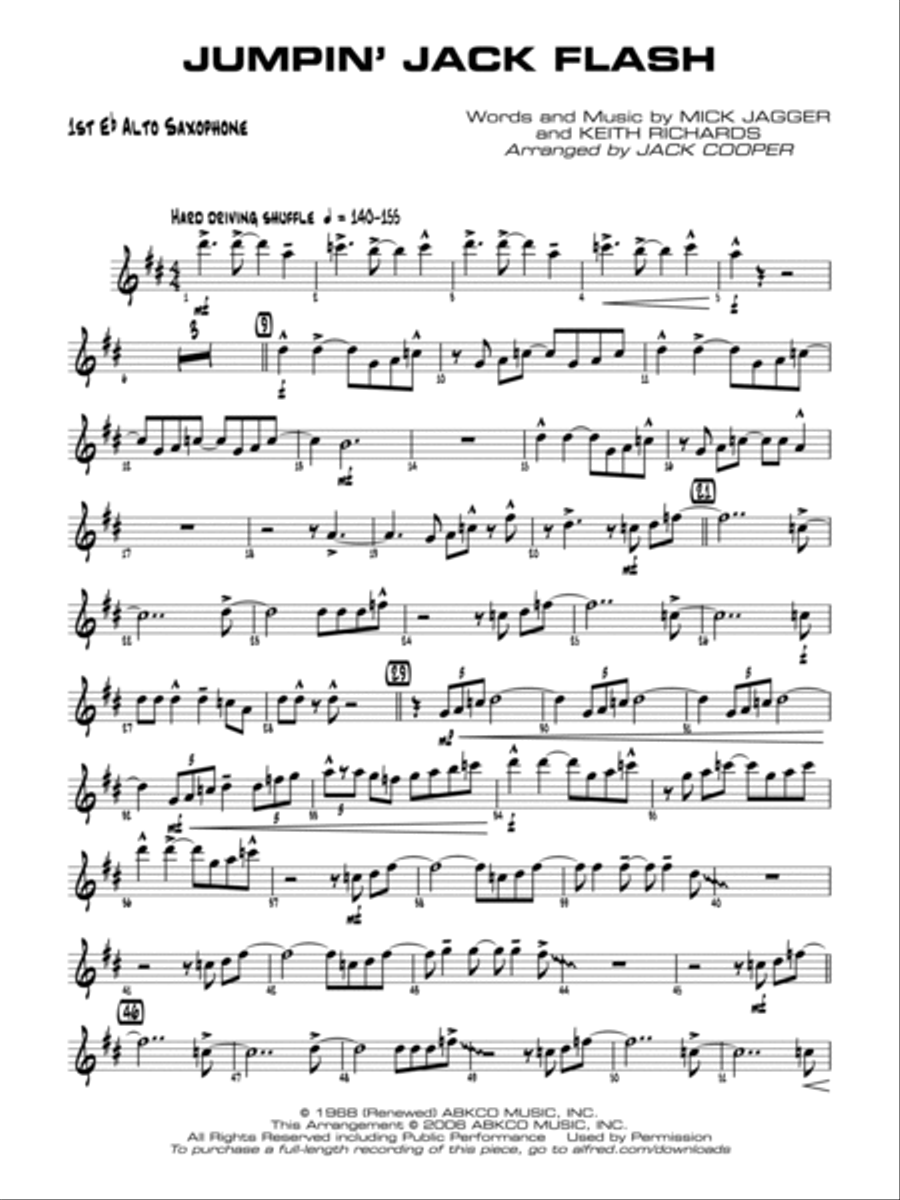 Jumpin' Jack Flash: E-flat Alto Saxophone by Mick Jagger - Jazz ...