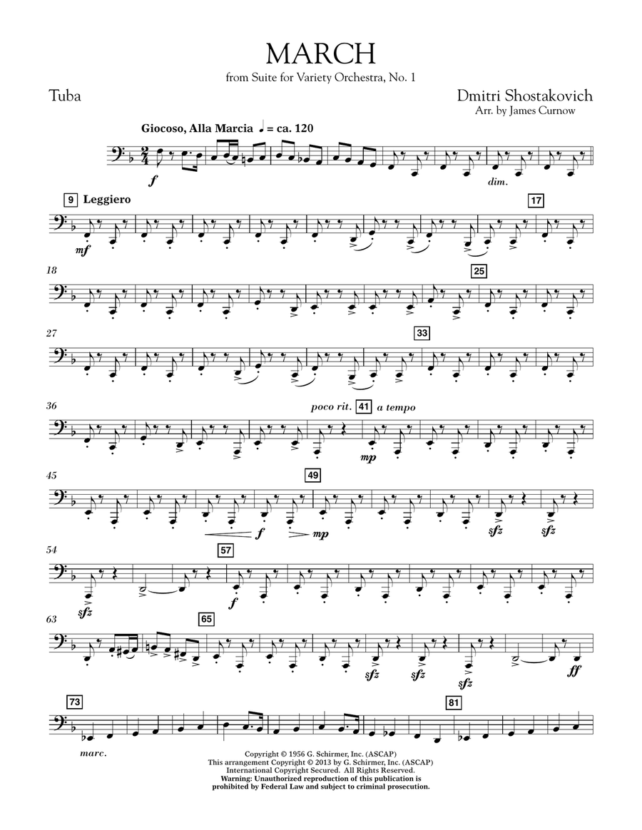 March from Suite for Variety Orchestra, No. 1 - Tuba by James Curnow ...