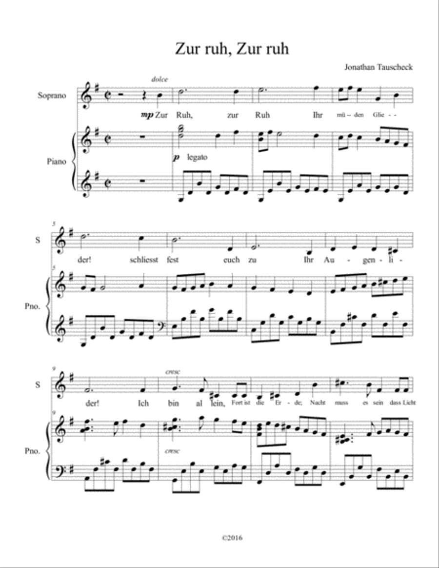 Zur ruh, zur ruh - High Voice - Digital Sheet Music | Sheet Music Plus