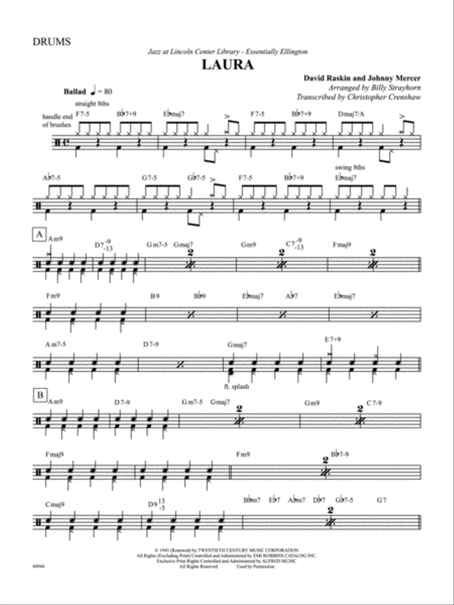 Laura: Drums by David Raksin - Jazz Ensemble - Digital Sheet Music ...