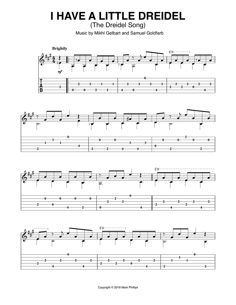I Have a Little Dreidel (The Dreidel Song) by Mark Phillips - Guitar ...
