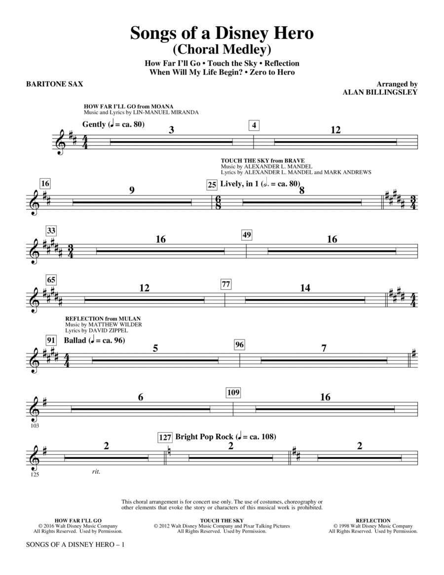 Songs of a Disney Hero - Baritone Sax by Alan Billingsley - Choir ...