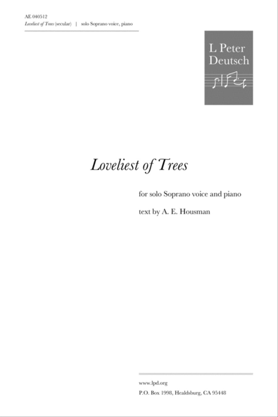 Loveliest of Trees - Soprano Voice, Voice Solo - Digital Sheet Music ...
