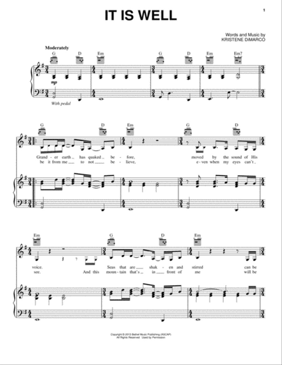 It Is Well - Piano, Vocal, Guitar - Digital Sheet Music | Sheet Music Plus
