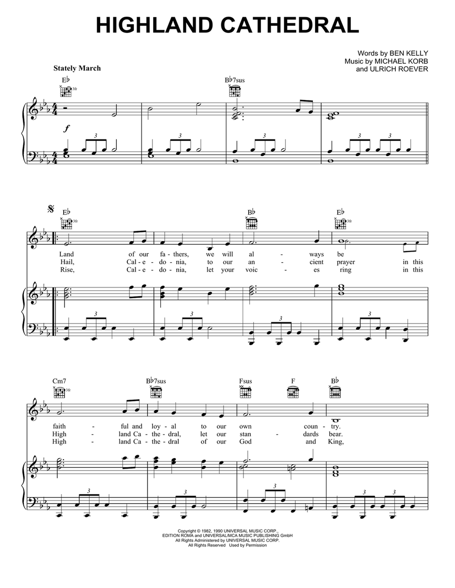 Highland Cathedral - Piano, Vocal, Guitar - Digital Sheet Music | Sheet ...
