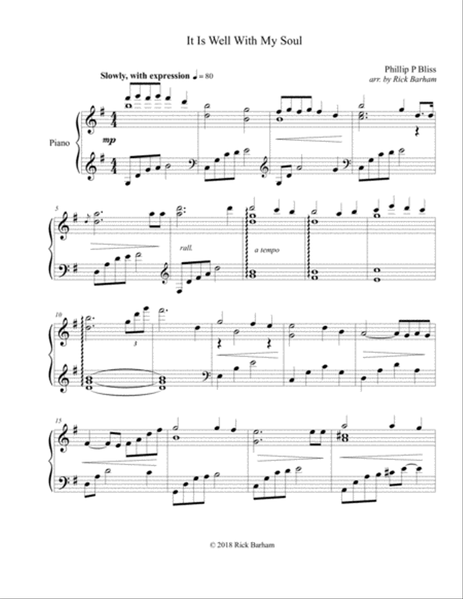 It Is Well With My Soul - Piano Solo - Digital Sheet Music | Sheet ...