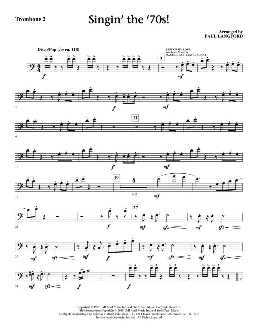 Singin' The 70's (arr. Paul Langford) - Trombone 2 by Michael McDonald ...