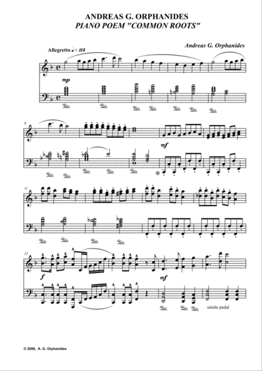 PIANO POEM "COMMON ROOTS" - Piano Solo - Digital Sheet Music | Sheet ...