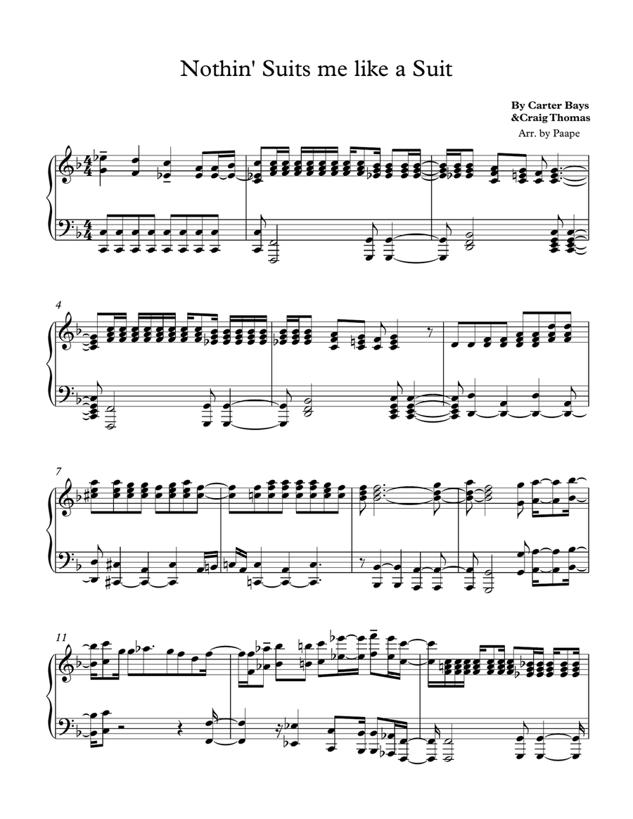 Nothing Suits Me Like A Suit - Piano Solo - Digital Sheet Music | Sheet ...