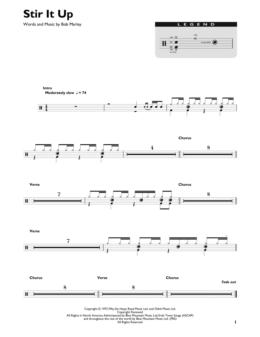 Stir It Up by Bob Marley - Drum Set - Digital Sheet Music | Sheet Music ...