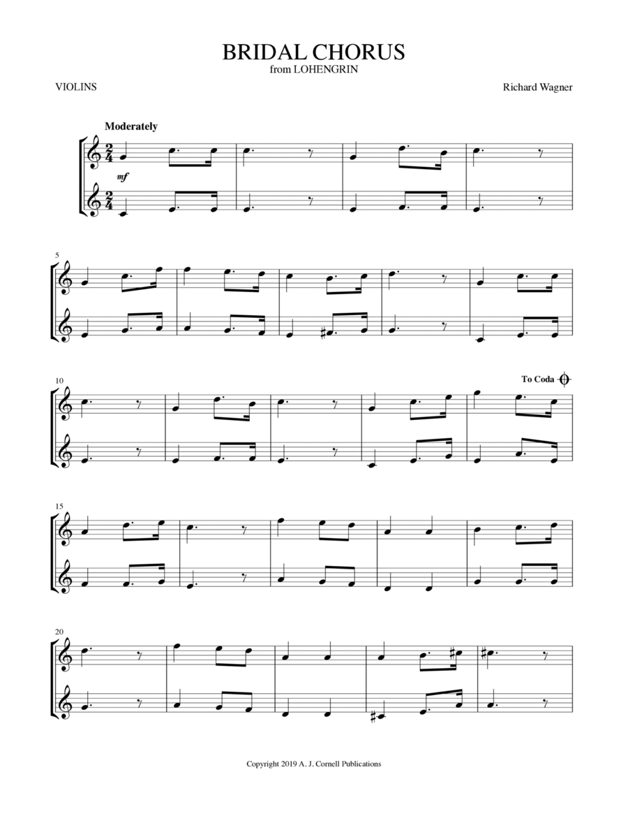 Bridal Chorus (from Lohengrin) by Richard Wagner - String Duet ...