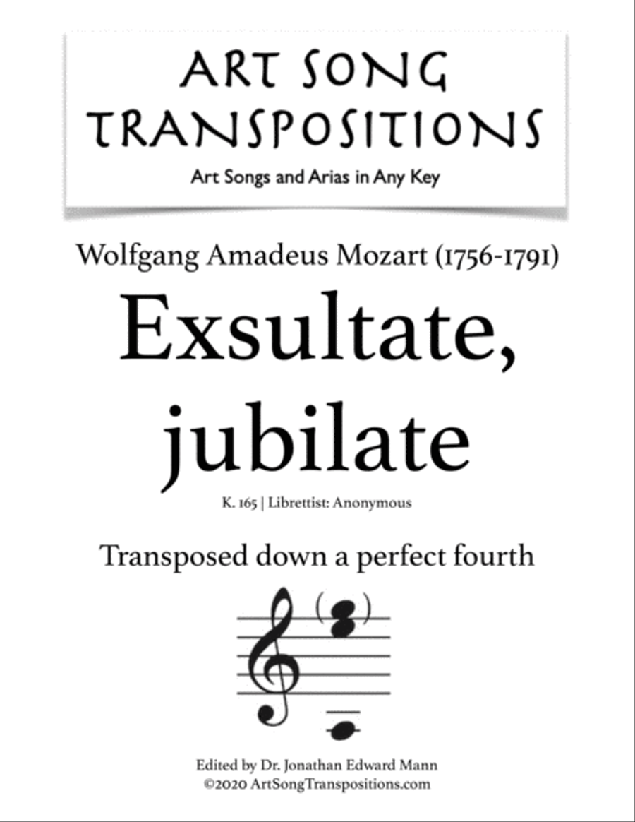 MOZART: Exsultate, jubilate, K. 165 (transposed down a perfect fourth ...