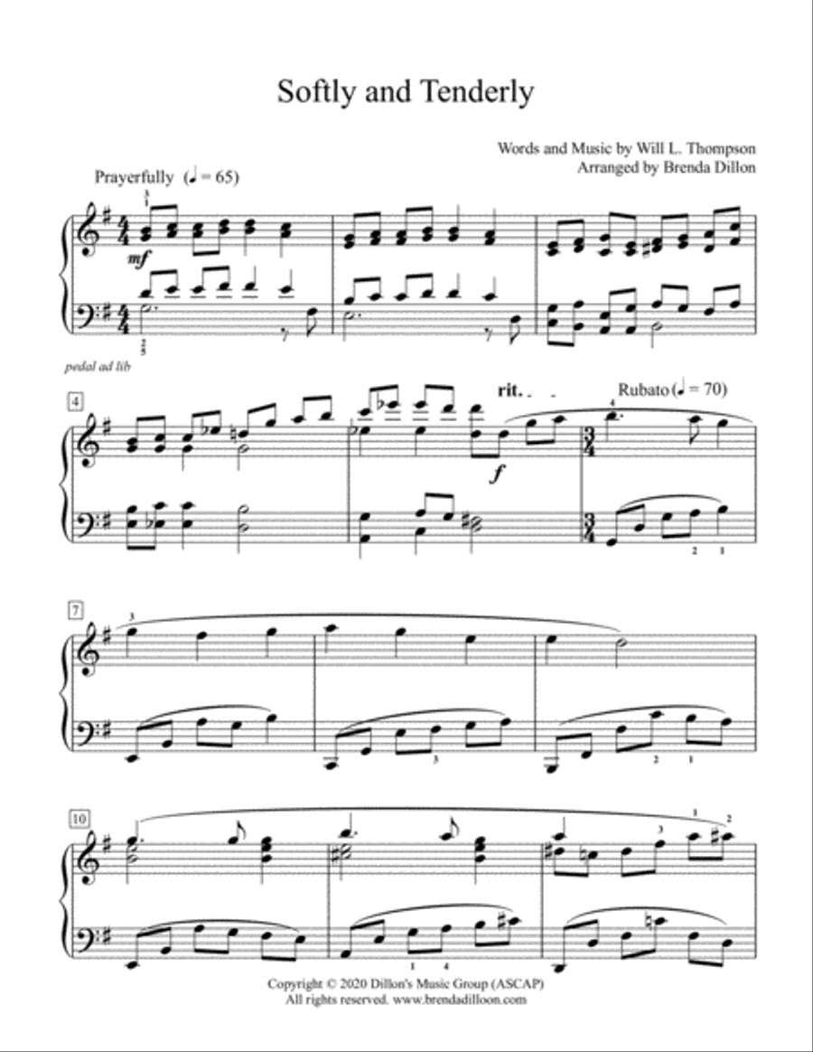 Softly and Tenderly - Piano Solo - Digital Sheet Music | Sheet Music Plus