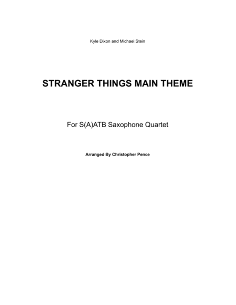 Stranger Things Main Title Theme - Woodwind Quintet - Digital Sheet ...