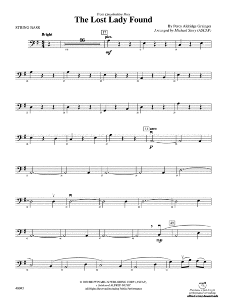 The Lost Lady Found: String Bass - String Orchestra - Digital Sheet ...