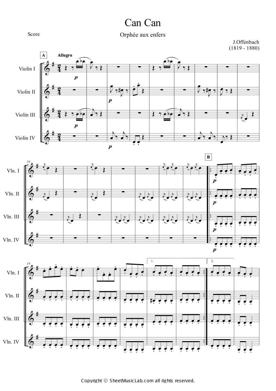Can Can (from Orpheus in the Underworld) by Jacques Offenbach - Violin ...