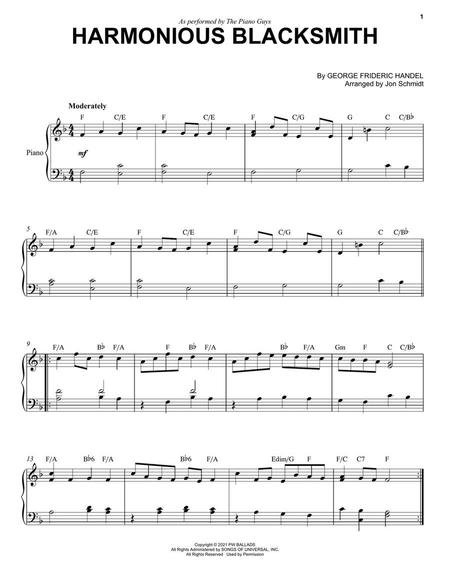 Harmonious Blacksmith by The Piano Guys - Piano Solo - Digital Sheet Music | Sheet Music Plus