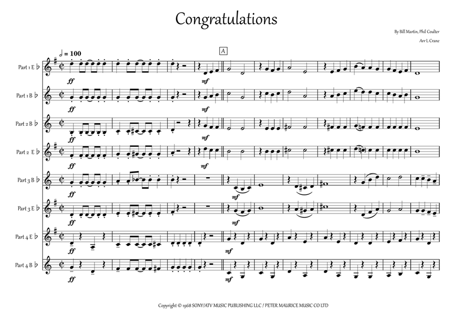 Congratulations by Bill Martin - Brass Ensemble - Digital Sheet Music ...